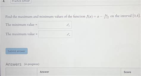 Solved Find The Maximum And Minimum Values Of The Function