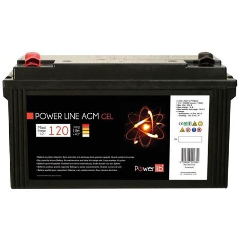 Batterie Auxiliaire Powerlib Power Line Gel 120 A Cdiscount Auto