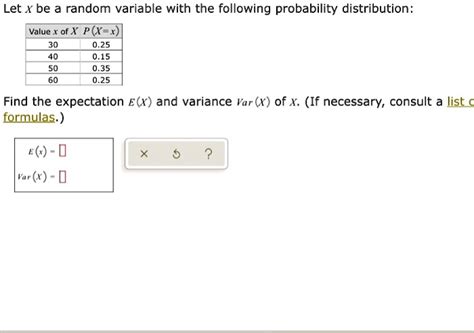 SOLVED Let X Be A Random Variable With The Following Probability Distribution Value Of X P X X