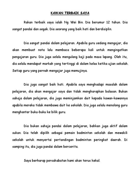 Contoh Karangan Kawan Baik Saya Tahun 2 Clarakruwcarson