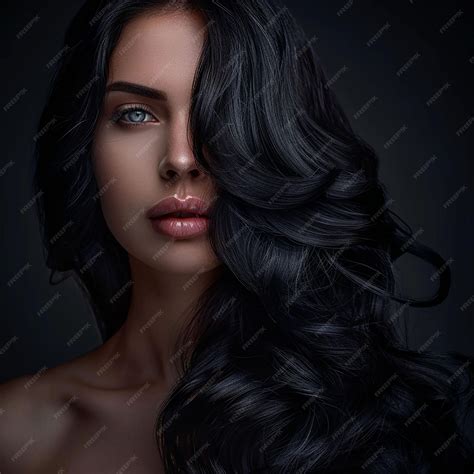 Premium Photo A Woman With Long Hair And A Black Background With A Black Background