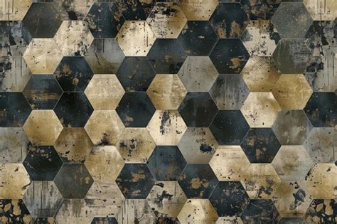 A Geometric Pattern Of Interconnected Hexagons Displayed On A Wall Premium Ai Generated Image