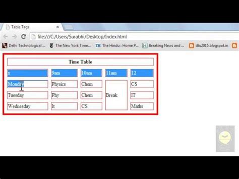 Html Tutorial 6 Colspan Rowspan Cellspacing