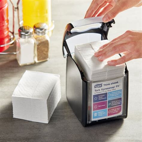 Tork Xpressnap Fit 800723 Black Tabletop Interfold Napkin Dispenser