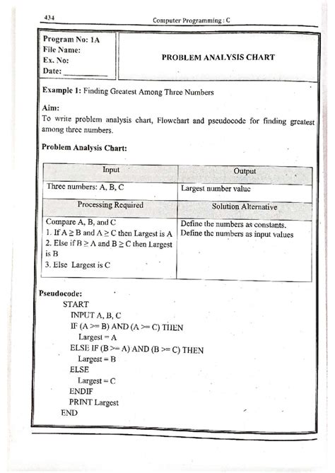 C Programming Lab Manual Problem Analysis Flowcharts And Pseudocode