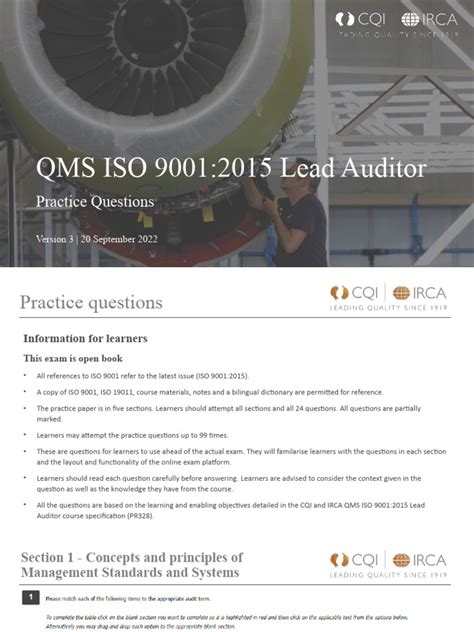 Qms Iso 9001 Lead Auditor Practice Questions V3 200922 Pdf