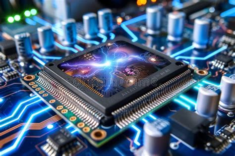 Ai Processor On Circuit Board With Glowing Lights Advanced Artificial Intelligence Technology