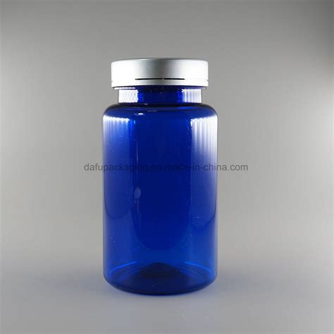 Plastic Packaging Pet 250ml Blue Capsule Tablet Bottle With Cap China