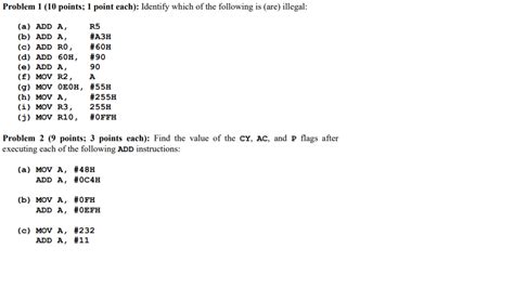 Solved Problem 1 10 Points 1 Point Each Identify Which Chegg Com
