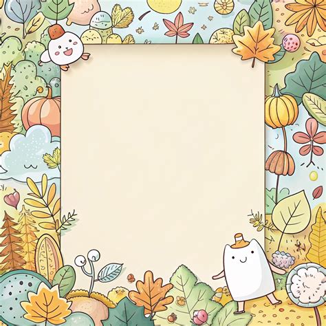 White Memo Paper With Cute Themed Border Deep White Pastel Shades Cartooncartoon Style Premium