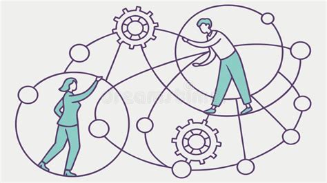 Collaborative Innovation Network People And Gear Connection Vector Design Generative Ai Stock