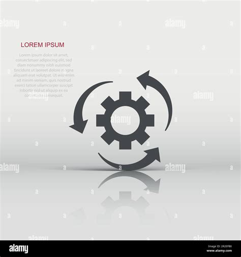 Workflow Process Icon In Flat Style Gear Cog Wheel With Arrows Vector