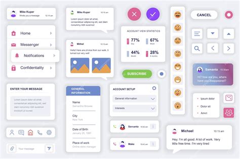 Premium Vector User Interface Elements Set For Messenger Mobile App