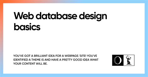 web database design basics owdt