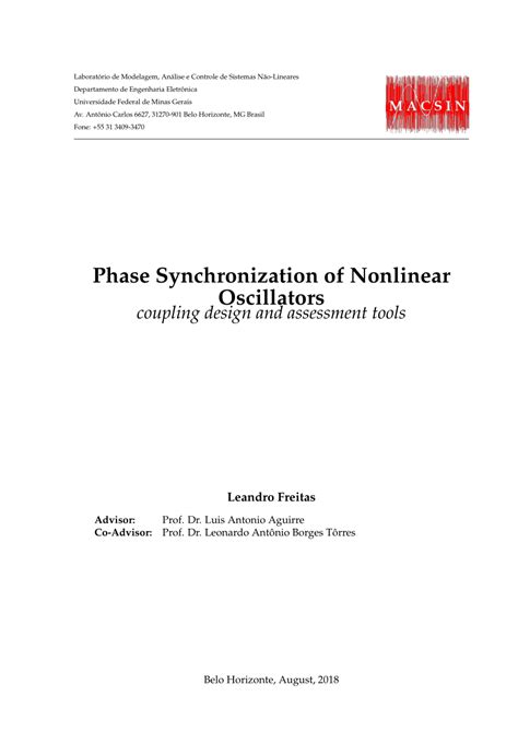 Pdf Phase Synchronization Of Nonlinear Oscillators Coupling Design