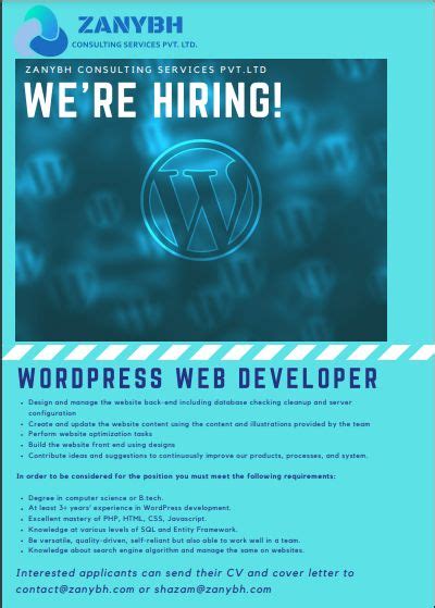 Zahooruddin Mohammed On Linkedin Wordpress Webdeveloper Opportunity Team Jobforyou