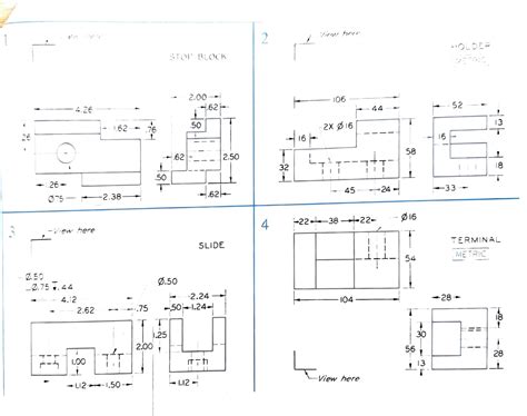 Solved Draw The 4 Missing Views In Autocad Include The D