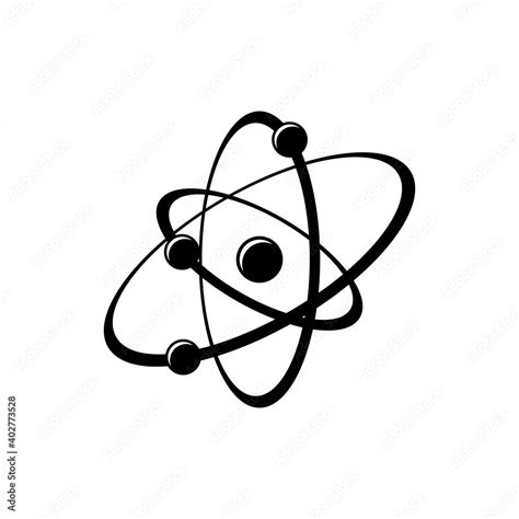 Atomic Energy Symbol Black Vector Icon Chemical Reaction Sign