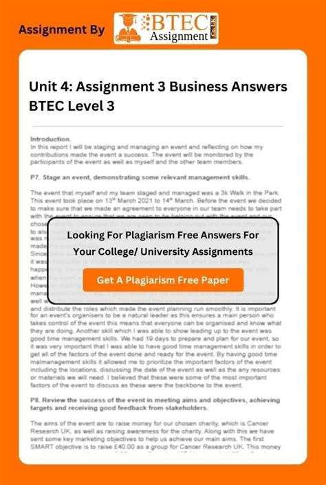 Btec Unit 4 Assignment 3 Business Level 3 Answers R Btec