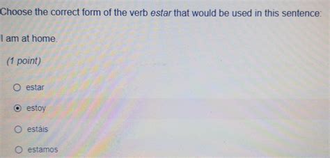 Solved Choose The Correct Form Of The Verb Estar That Would Be Used In