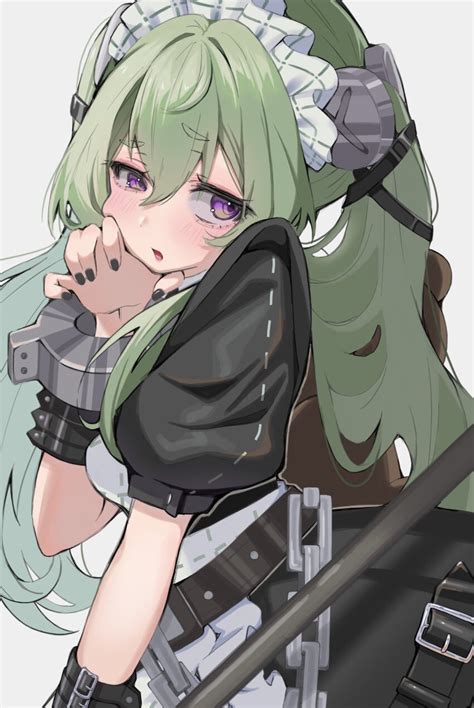 Y4uyo Corin Wickes Zenless Zone Zero Highres 1girl Apron Arm Belt Belly Chain Black