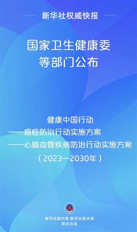 新华社权威快报丨癌症、心脑血管疾病防治行动实施方案（2023—2030年）公布 新华网