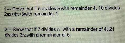 solved 1 prove that if 5 divides n with remainder 4 10