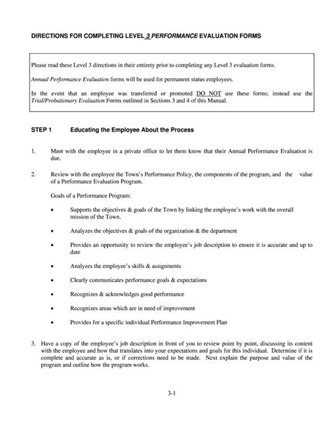 Fillable Online Directions For Completing Level 3 Performance Evaluation Forms Fax Email Print