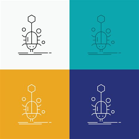 Bug Insect Spider Virus Web Icon Over Various Background Line