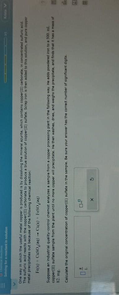 Solved Solving For A Reactant In SolutionOne Way In Which Chegg