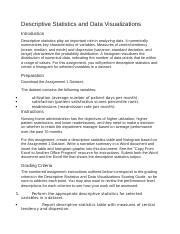 Descriptive Statistics And Data Visualizations Docx Descriptive Statistics And Data
