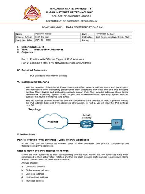 Experiment 14 Pdf I Pv6 Ip Address