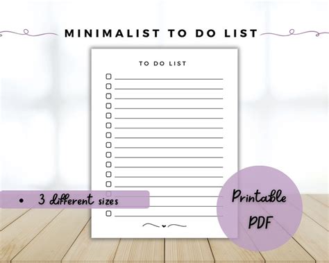 Minimalist To Do List Printable Simple Task List Daily Productivity