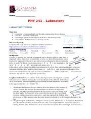 LU Vectors Docx Name Date PHY Laboratory LABORATORY VECTORS Objectives To Represent