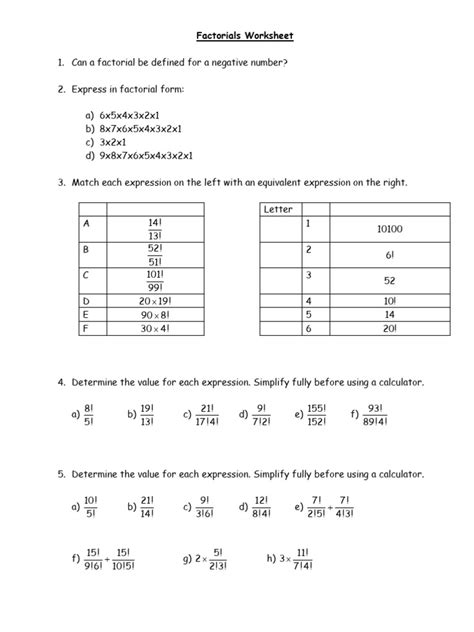 Factorial Worksheet 1 Pdf Mathematics Numbers Factorial Worksheet 1 Pdf Mathematics Numbers