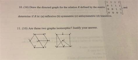 Solved 10 16 Draw The Directed Graph For The Relation R