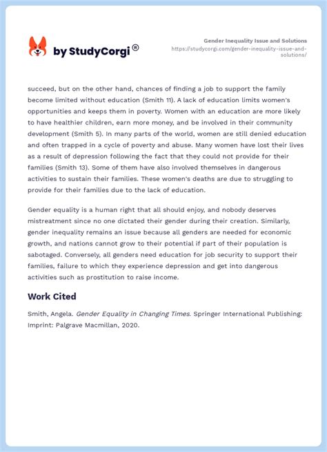 Gender Inequality Issue And Solutions Free Essay Example