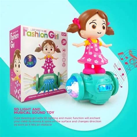 Plastic Multicolor 360 Degree Rotating Musical Dancing Girl Doll 96 At