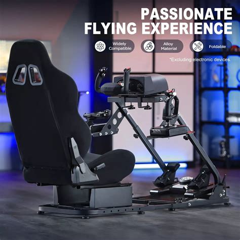 Marada Flight Sim Cockpit With Black Seat And Racing Wheel Stand For D