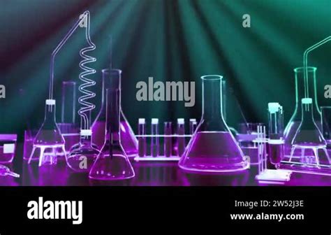 Test Tubes And Other Lab Glassware Scroll Seamless Loop On Colorful