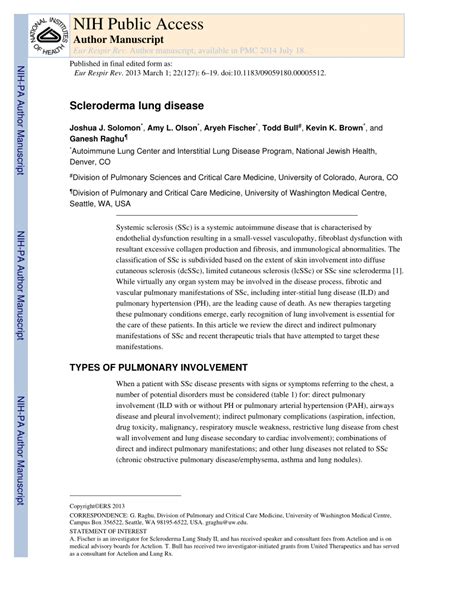 Pdf Scleroderma Lung Disease