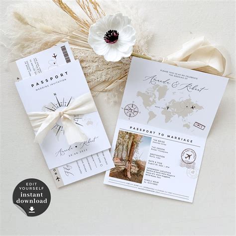 Sofia Printable Passport Wedding Invitation With Boarding 08282022