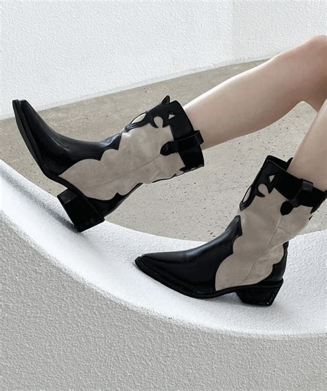 당일출고md추천템 로이드 스웨이드배색 미들 웨스턴부츠 에이블리