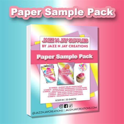 Jazz N Jay Supplies Paper Sample Pack Jazz N Jay Creations