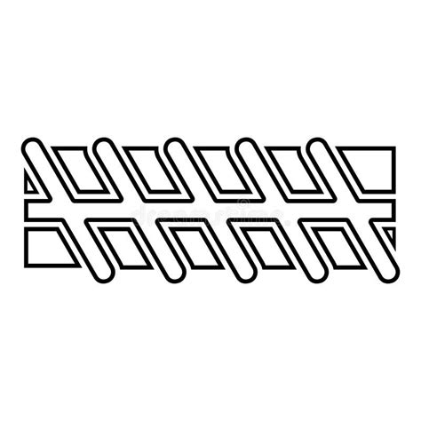 Rebar Reinforcement Contour Outline Line Icon Black Color Vector Illustration Image Thin Flat