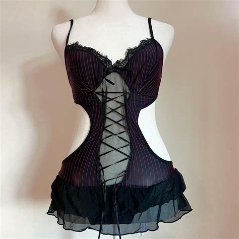 Alternative Pinstripe Lingerie Set •no Tag Best Depop