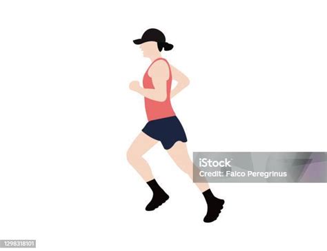 여자는 벡터 그림을 실행합니다 젊은 스포츠우먼이 훈련을 하고 질주하고 있습니다 활동적인 라이프스타일 사람들 일러스트 이모티콘에 대한 스톡 벡터 아트 및 기타 이미지 Istock