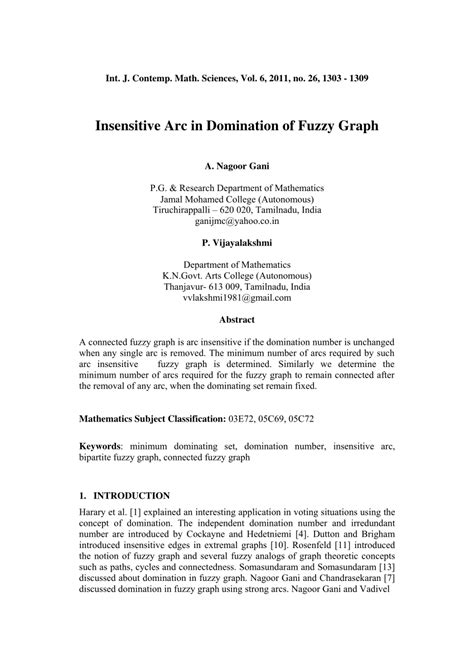 pdf 125 insensitive arc in domination of fuzzy graph