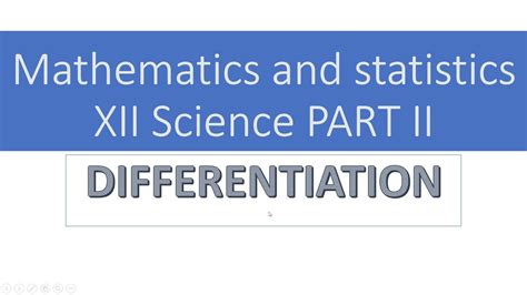 Differentiation Lecture 1 YouTube