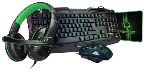 Hypergear 4 In 1 Gaming Kit [full Sized Rgb Backlit Keyboard Ergonomic 6 Button Backlit Mouse